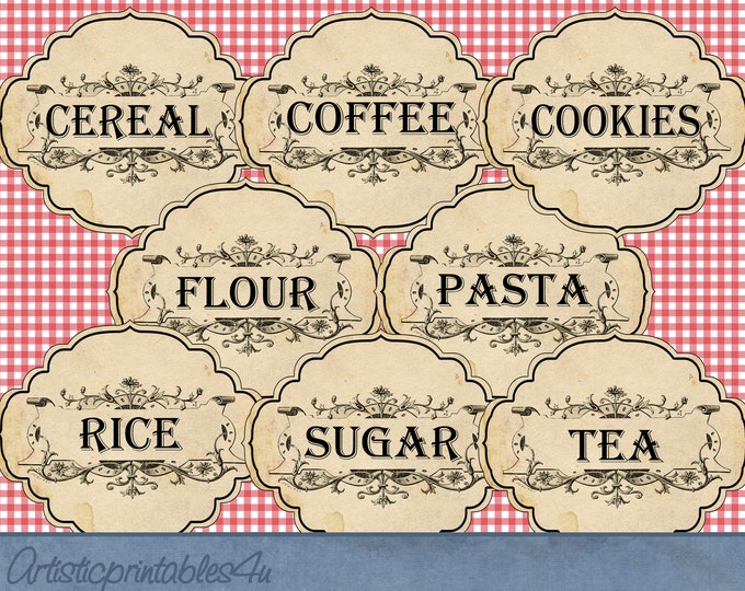 62 Vintage Spice Label Set Hardcopy Spice Labels, Antique Decor ...