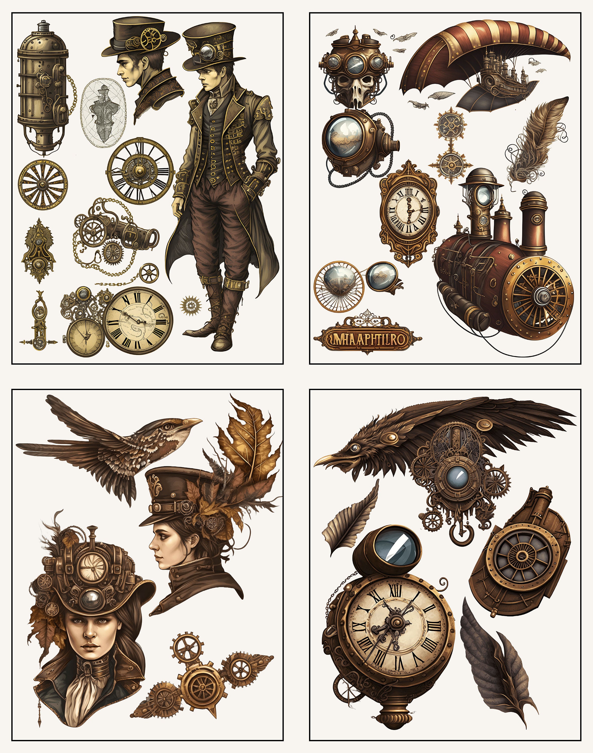 Steampunk Ephemera 16 Pages Variety of Items Both 12x12 and - Etsy