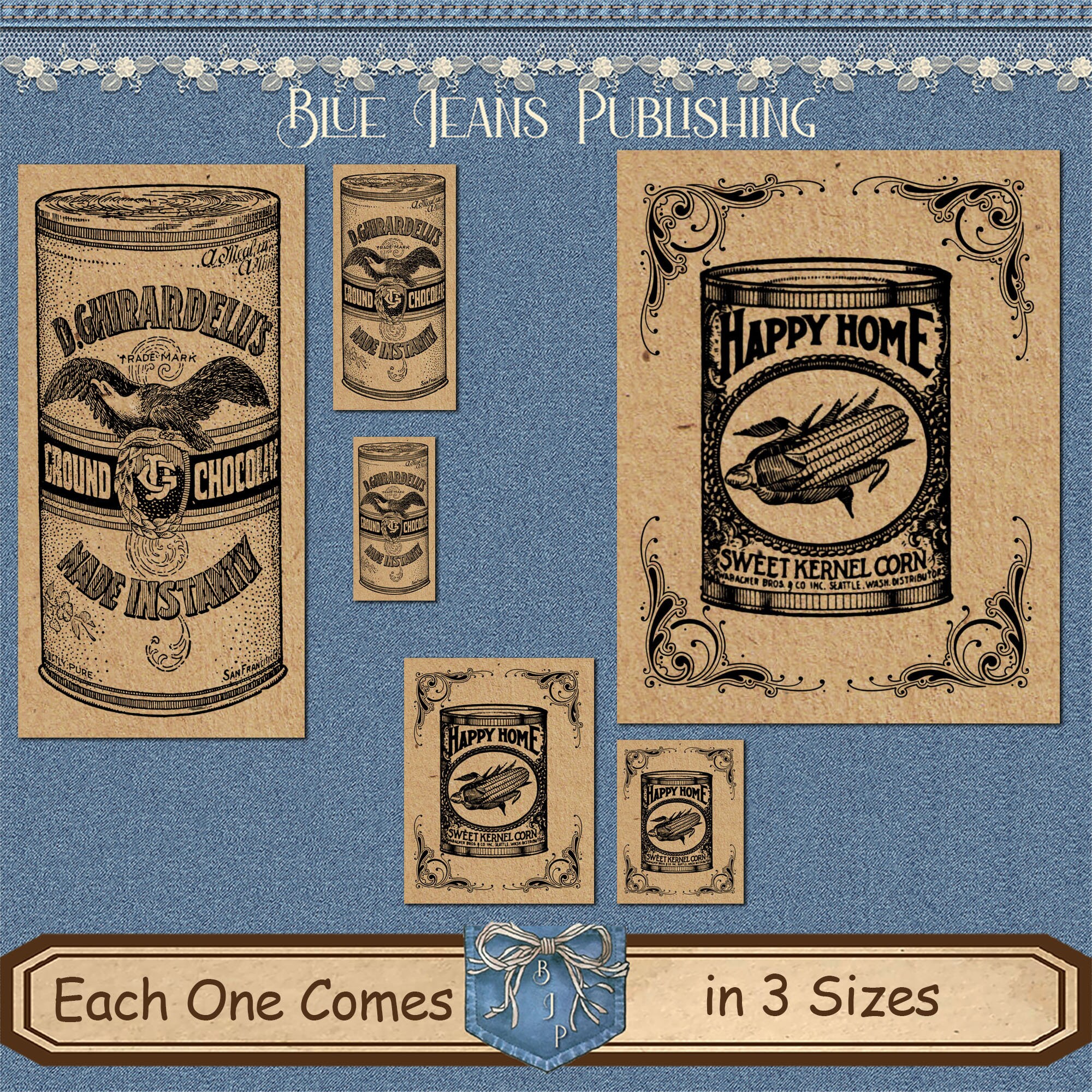 12 Printable Farmhouse Labels, 3 Sizes, Digital Country Kitchen Labels ...