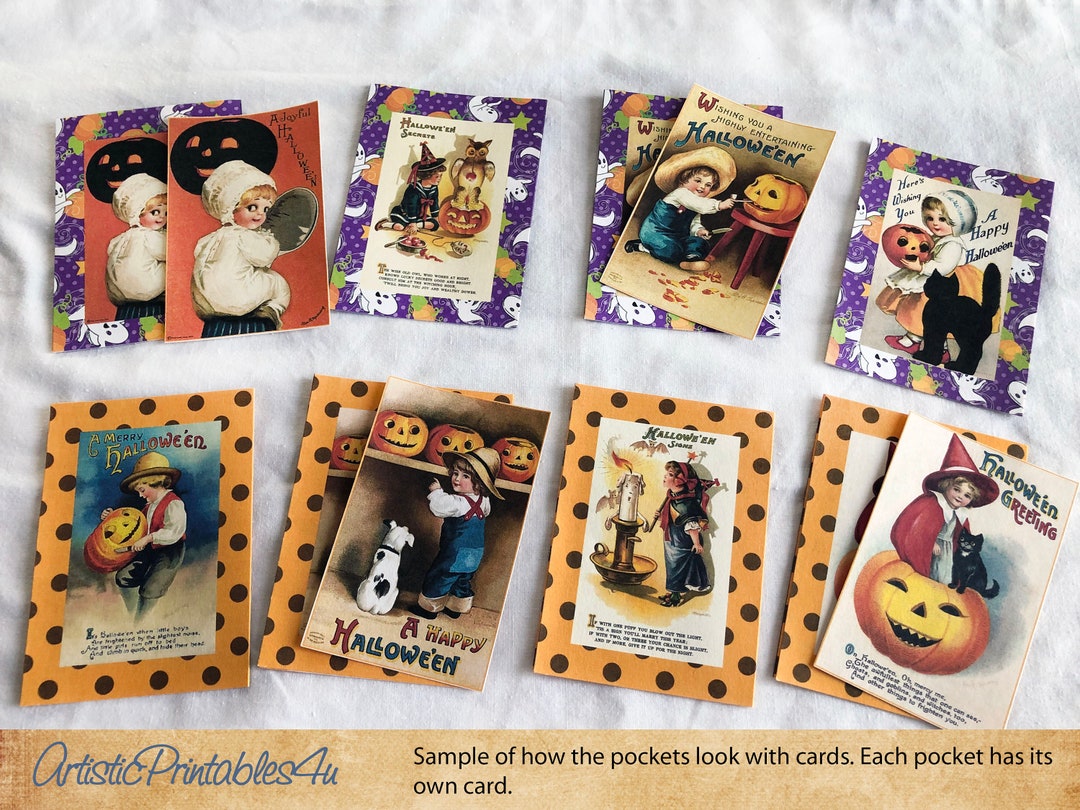 Halloween Ephemera 8 Halloween Pockets Each With Its Own Card Printable ...