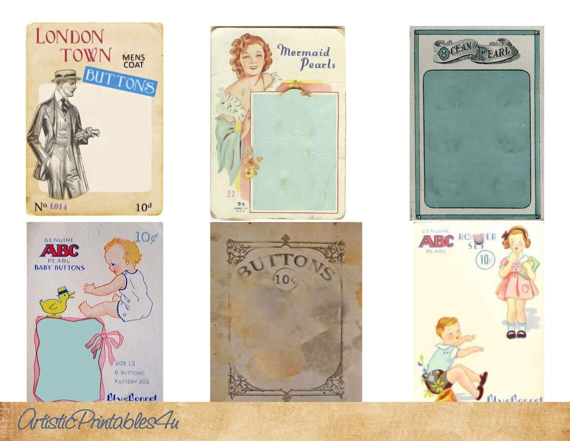 Blank Button Cards Printable Instant Download Sewing - Etsy Canada