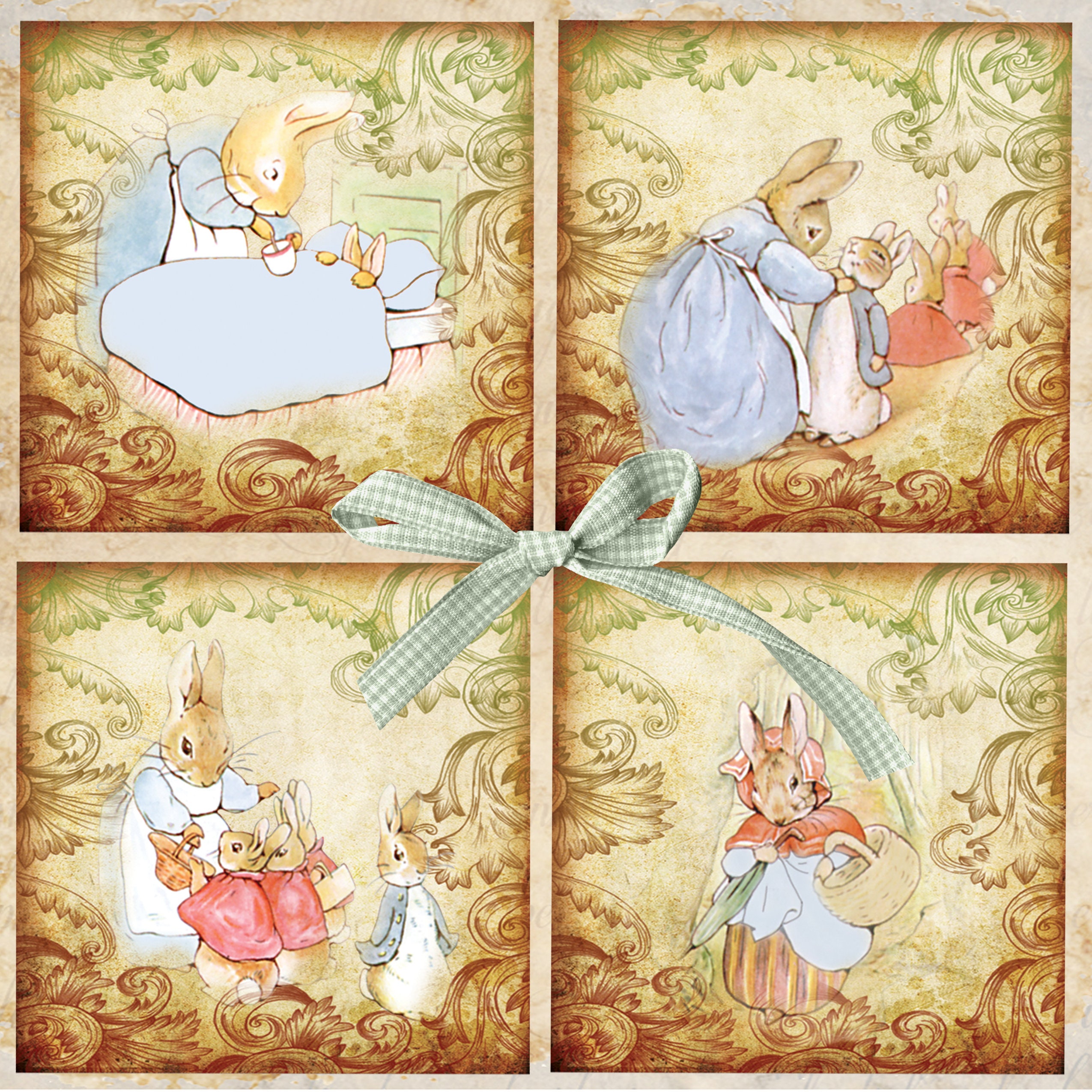 Peter Rabbit Cards, Beatrix Potter Graphics, Nursery Art (digital ...