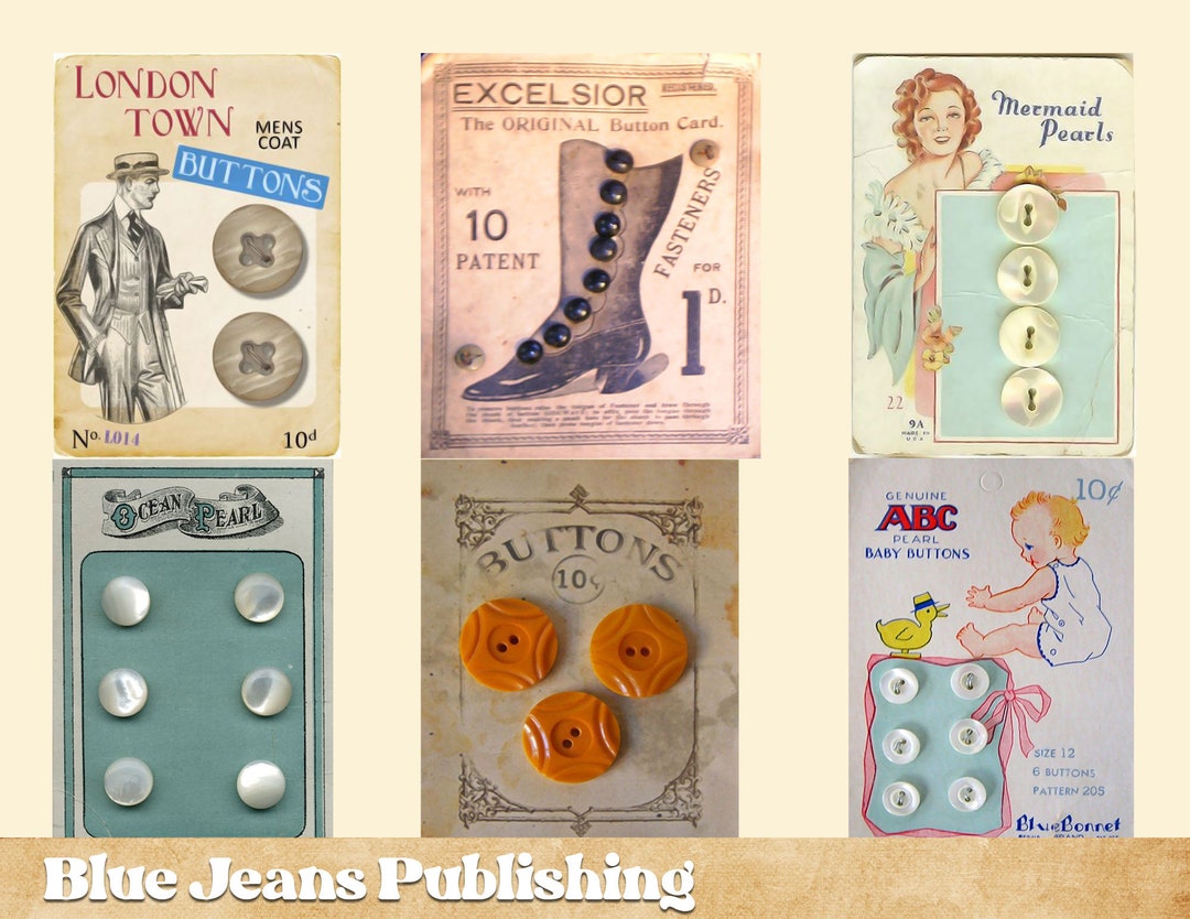 18 Button Cards Vintage Printable Great for Paper Sewing Projects Like ...