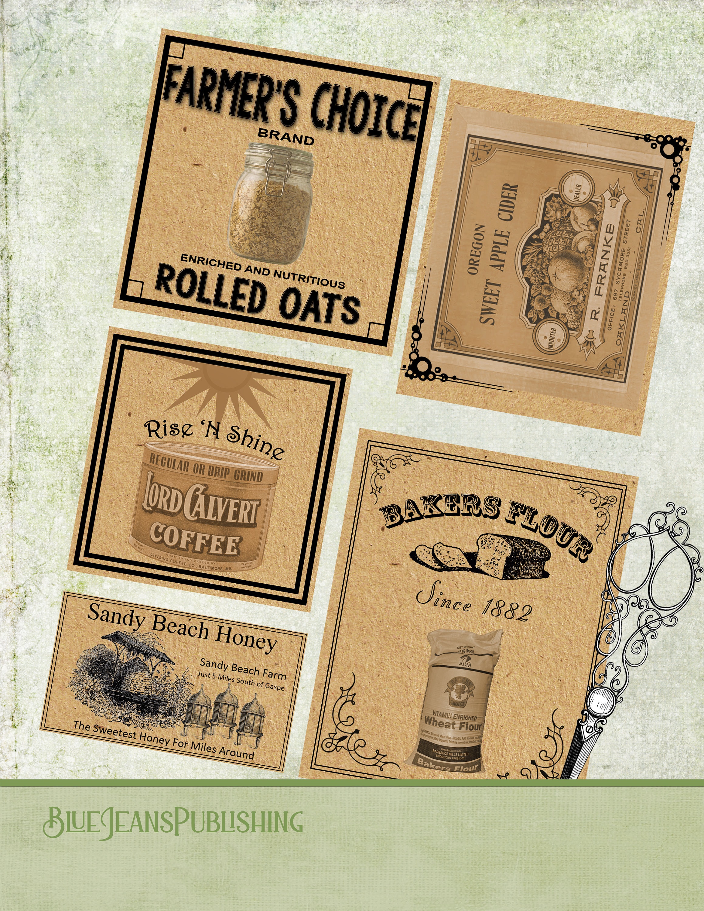 9 Vintage Kitchen Labels, Digital Printable Country Farmhouse Labels ...