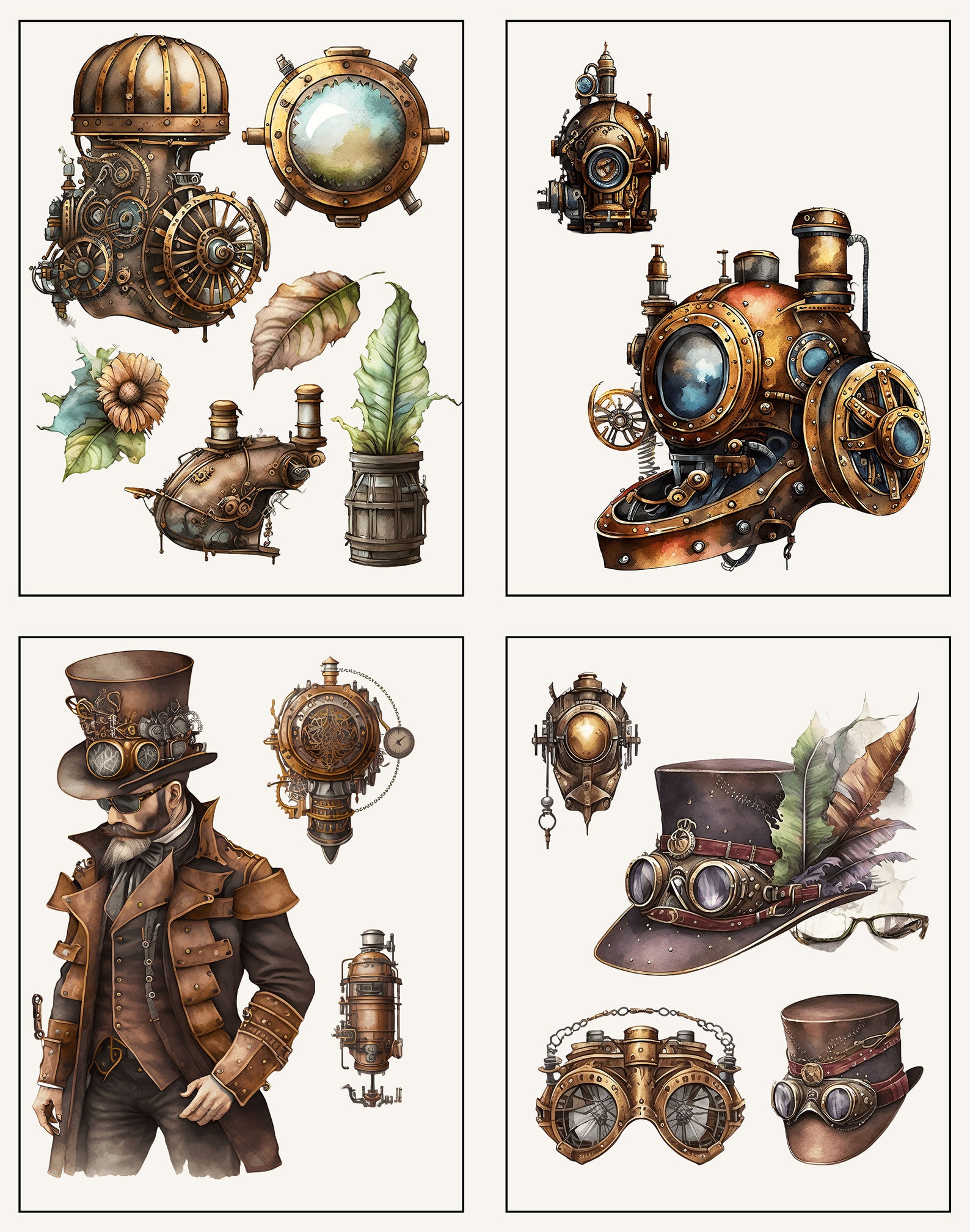 Steampunk Ephemera 16 Pages Variety of Items Both 12x12 and - Etsy
