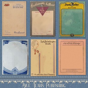 Blank Button Cards Printable Instant Download Sewing Ephemera Junk ...