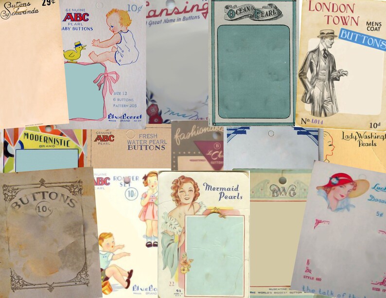 Blank Button Cards Printable Instant Download Sewing - Etsy