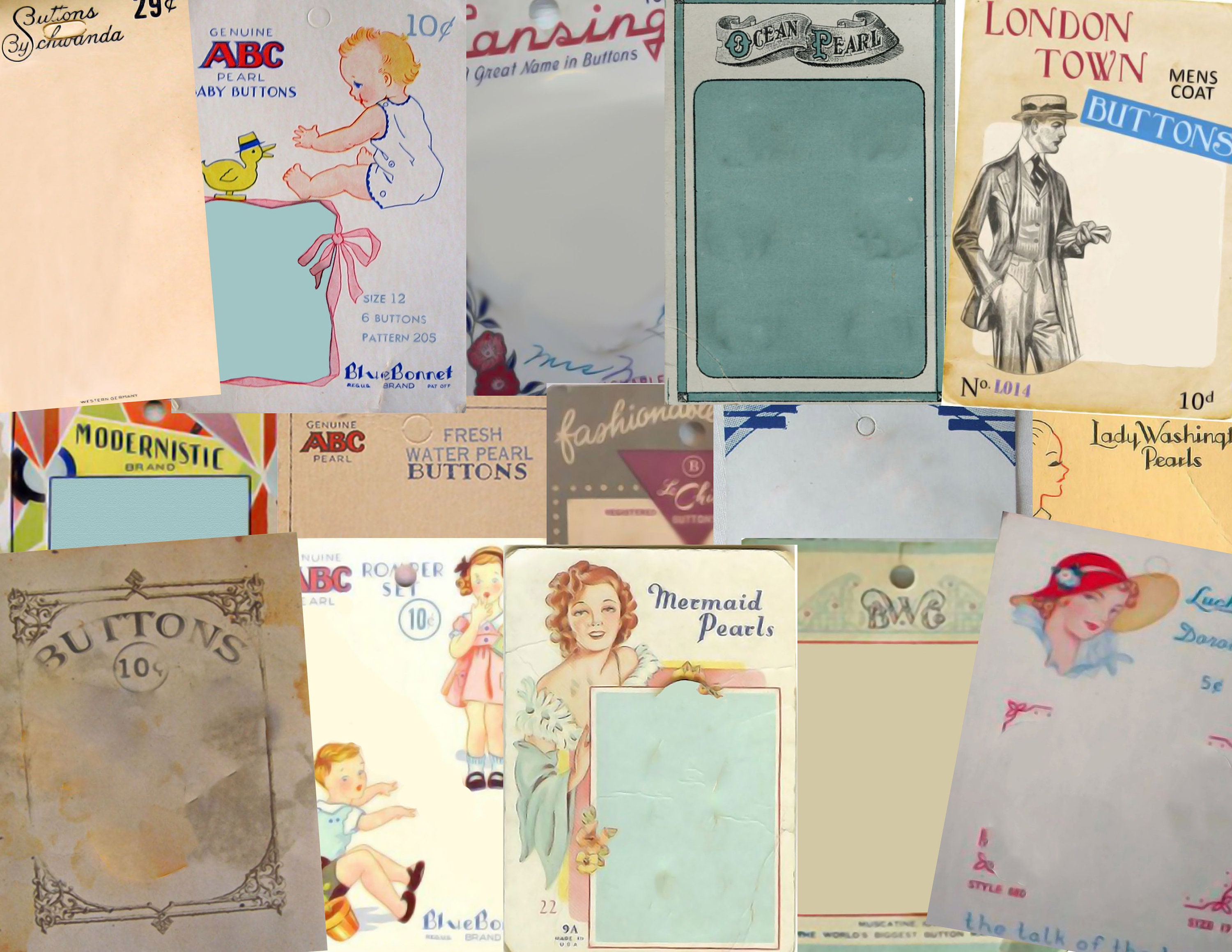 Blank Button Cards Printable Instant Download Sewing - Etsy