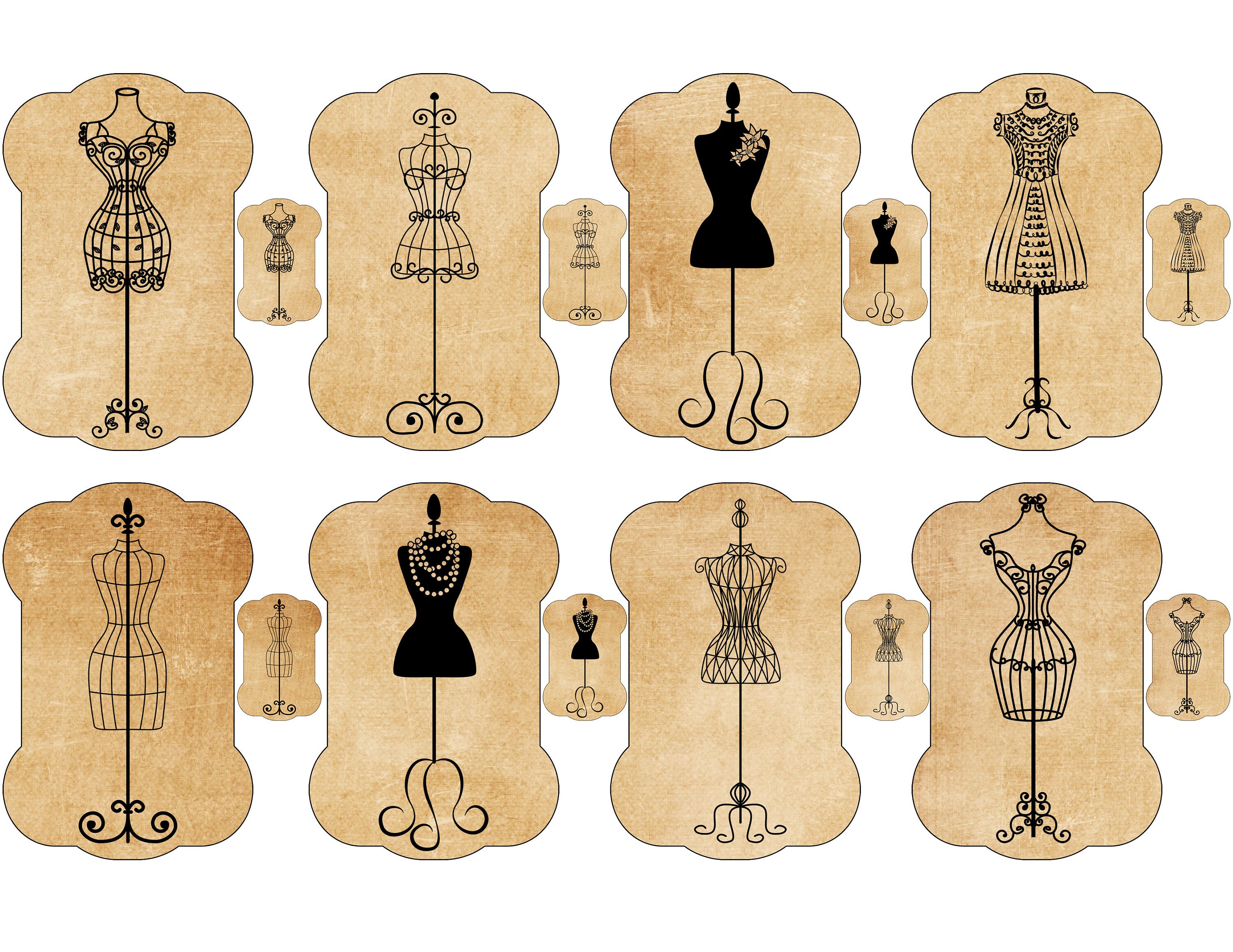 Sewing Printable 8 Mannequins on Thread Holders in Both Large and Mini ...