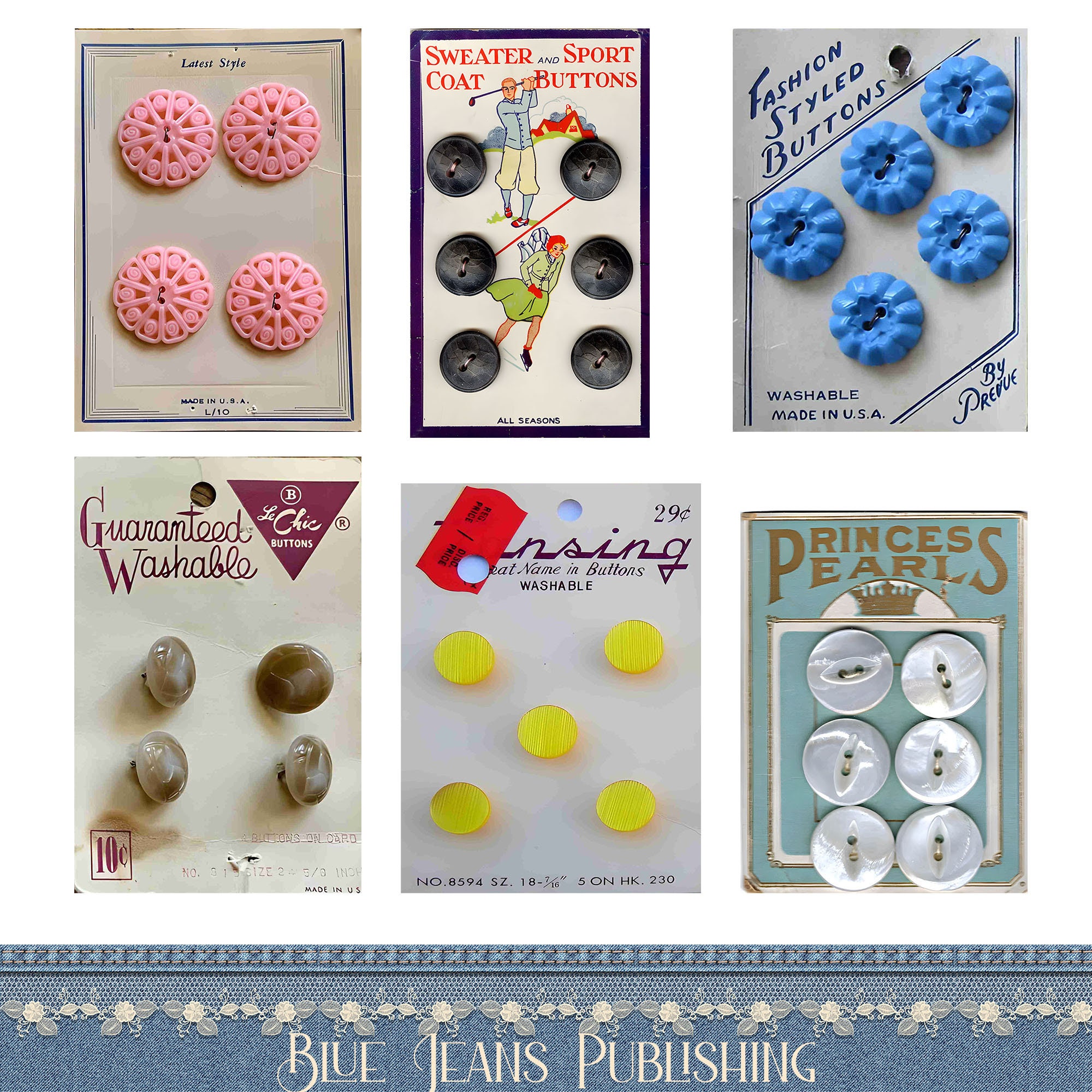 24 Button Cards Vintage Printable Great for Paper Sewing Projects Like ...