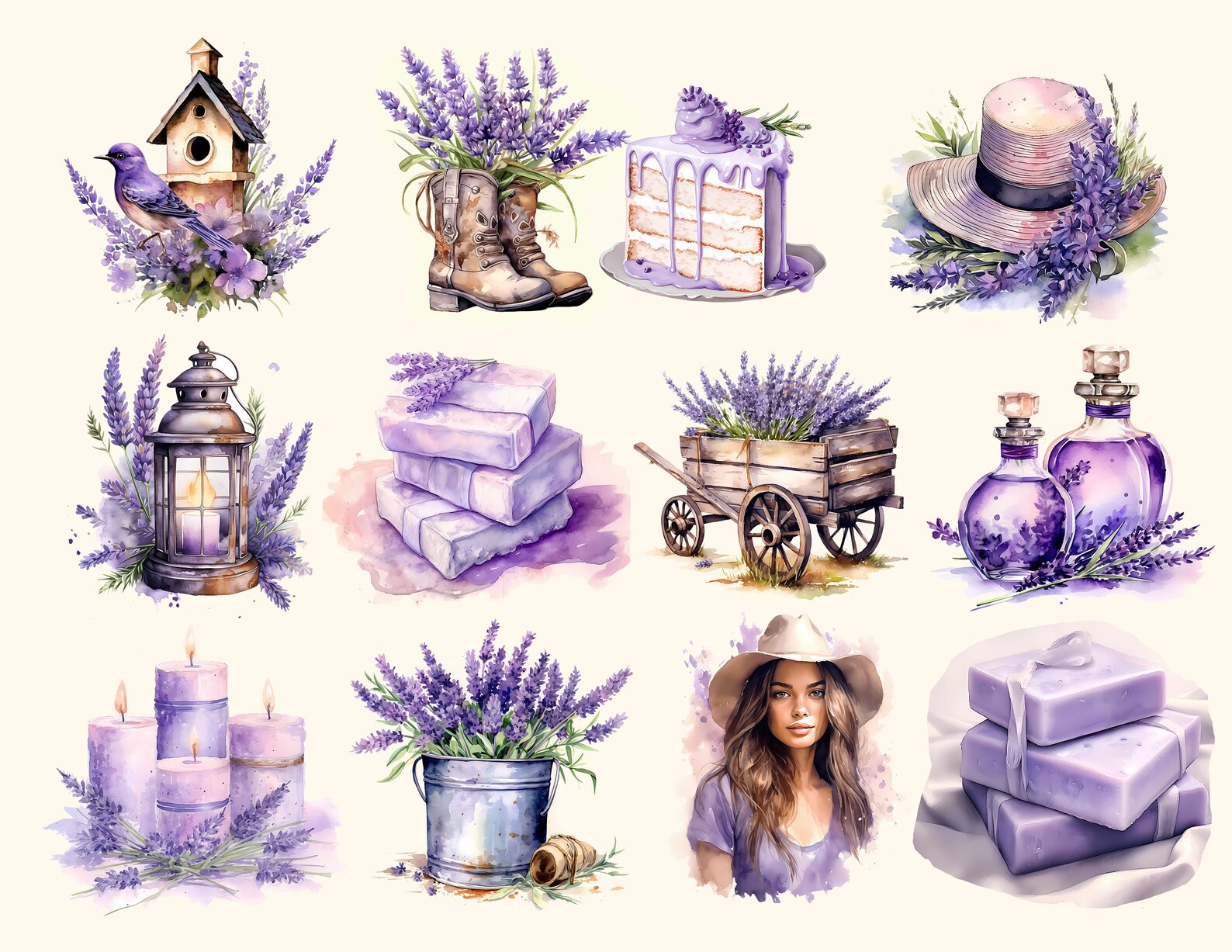 Watercolor Lavender Clipart Lavender Images and Stickers or Fussy Cuts ...