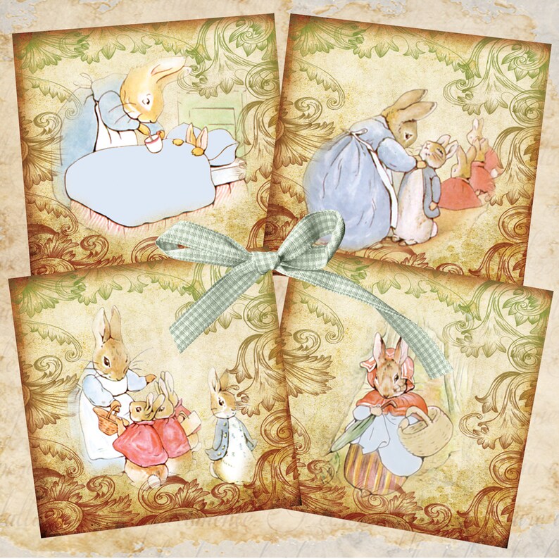 8 Peter Rabbit Cards Instant Digital Download, Beatrix Potter's Peter ...