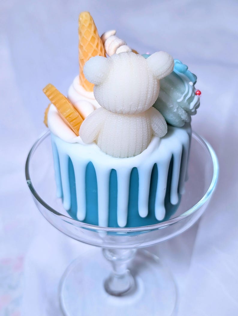Cute Dessert Cake Candle, Teddy Bear Candle Cake, Kawaii Candle Cake ...