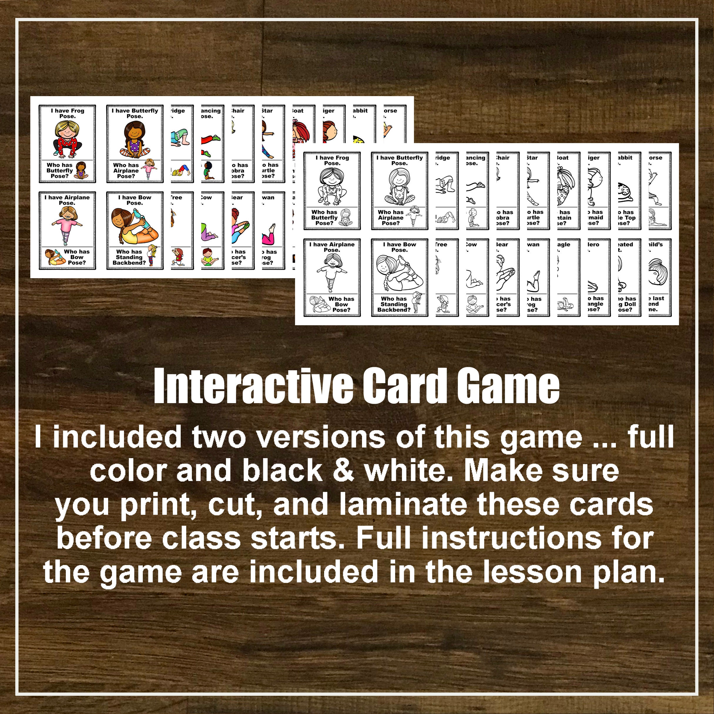 I Have/who Has Interactive Yoga Game, Group Game, Yoga Pose Cards ...