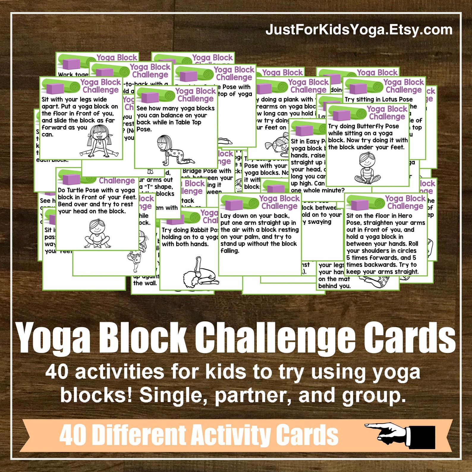 Set of 40 Yoga Block Activity Cards, Task Cards, Yoga, Mindfulness ...