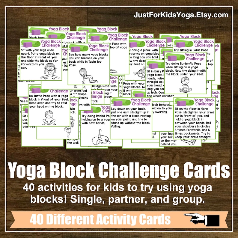 Set of 40 Yoga Block Activity Cards, Task Cards, Yoga, Mindfulness ...