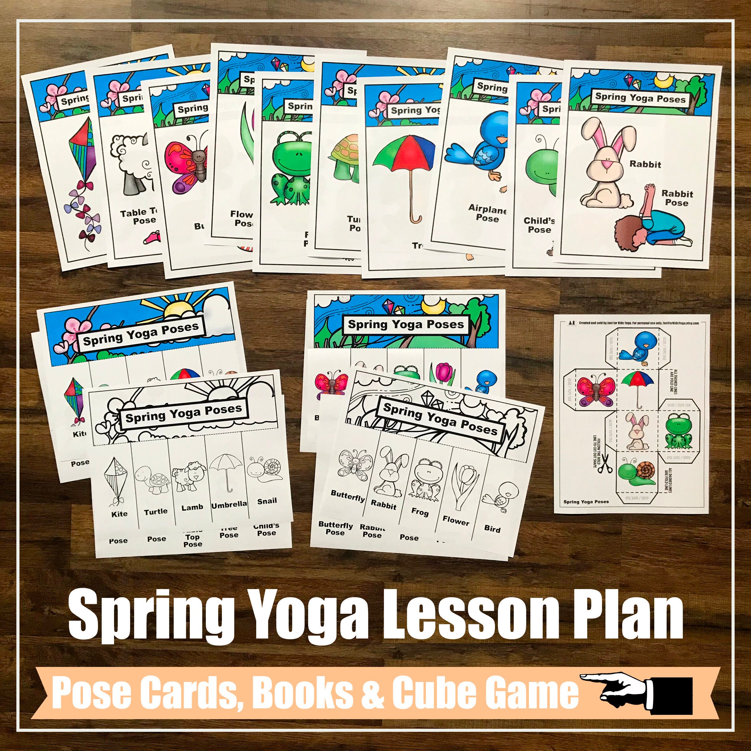 Spring Yoga Lesson Plan Kit Cube Game Flap Books | Etsy