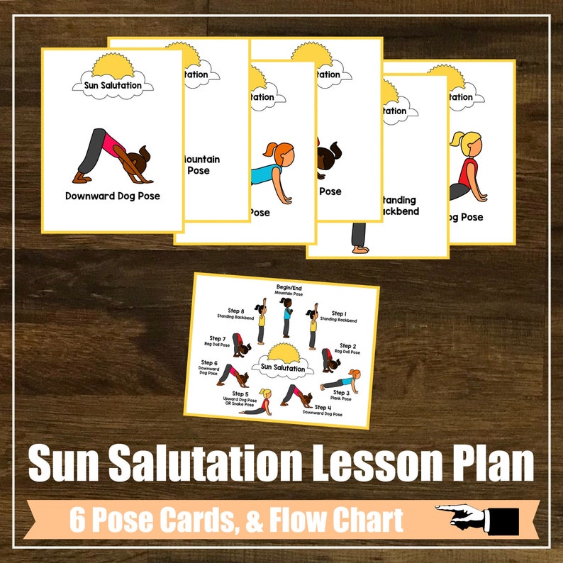 Sun Salutation for Kids Yoga Class With Pose Cards and Flow Chart ...