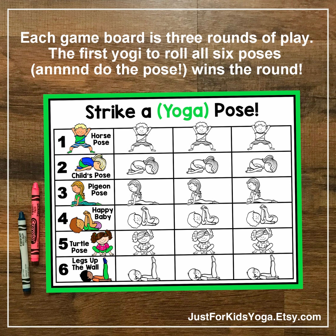 Strike a Yoga Pose Dice Game, Yoga, Mindfulness, Kids Yoga Class ...