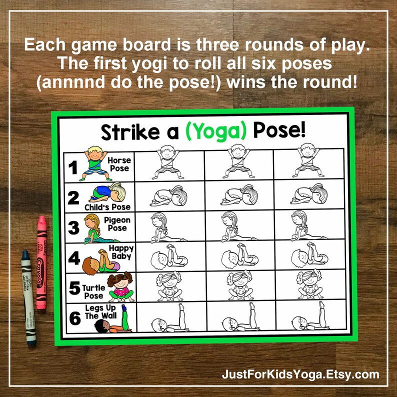 Strike a Yoga Pose Dice Game, Yoga, Mindfulness, Kids Yoga Class ...