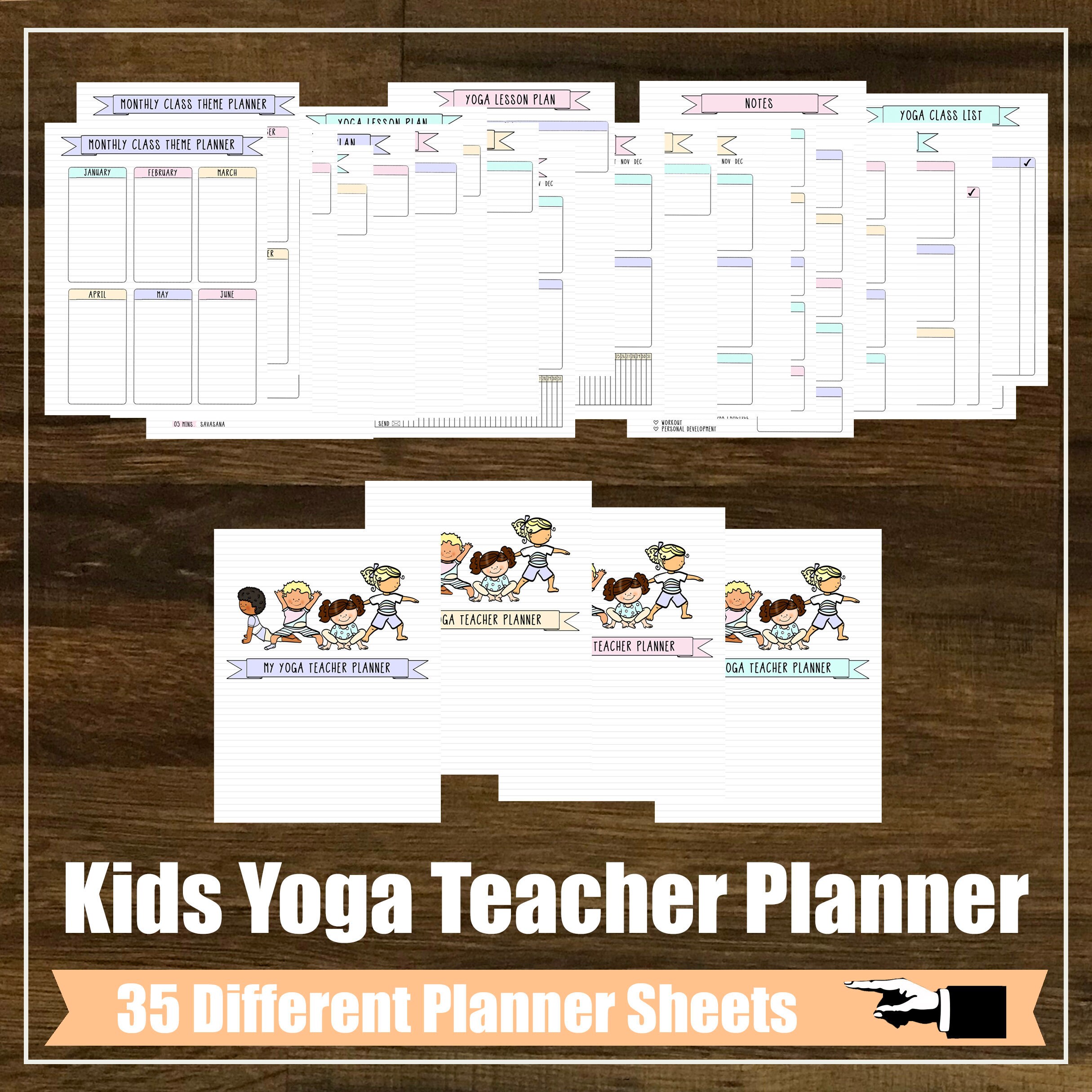 Printable Kids Yoga Teacher Planner Kit, Yoga Planner, Calendar, Kids ...