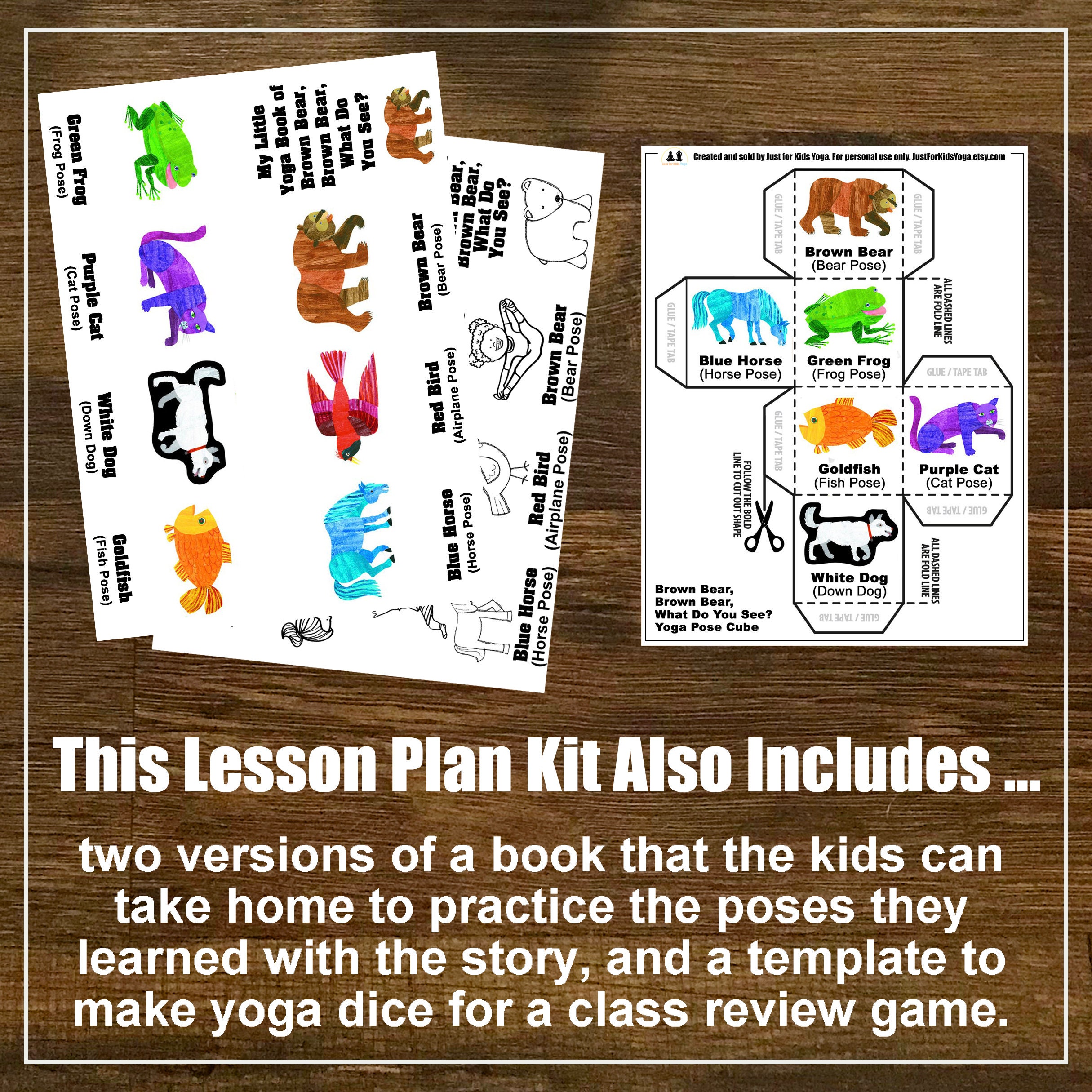 Brown Bear Yoga Lesson Plan Cube Game Mini Book - Etsy