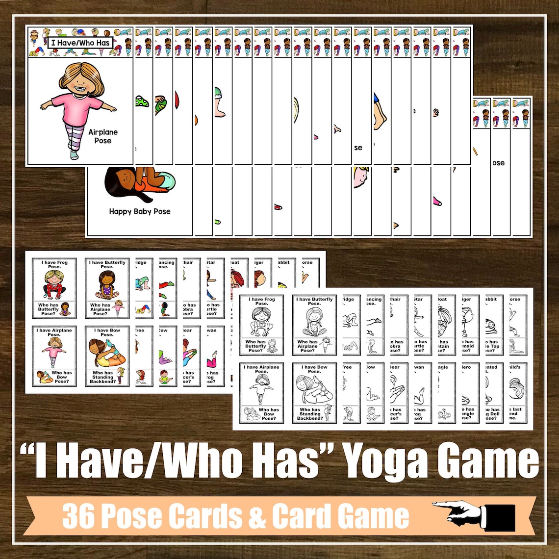 I Have/who Has Interactive Yoga Game, Group Game, Yoga Pose Cards ...