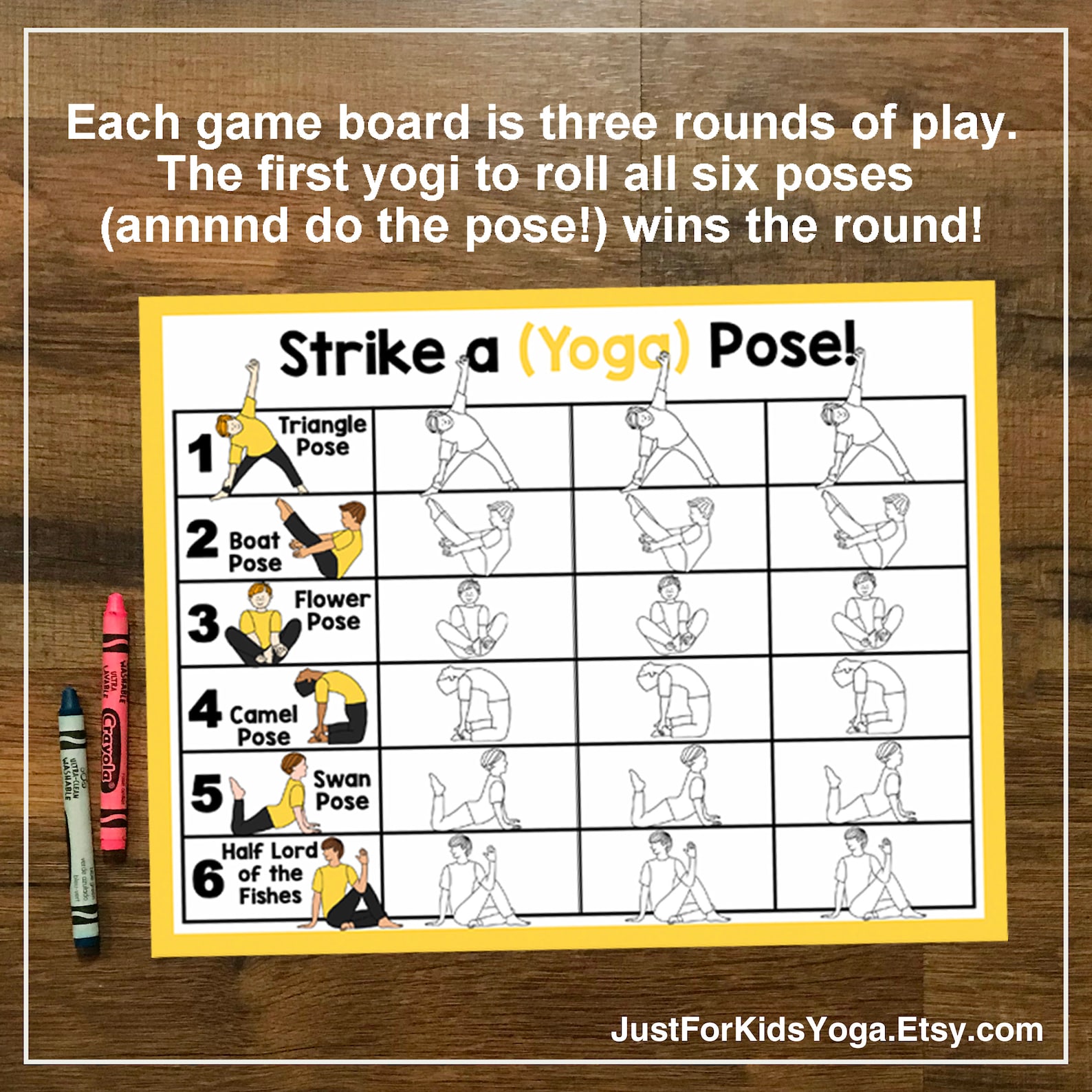 Tweens Version of Strike a Yoga Pose Dice Game, Yoga, Kids Yoga Class ...