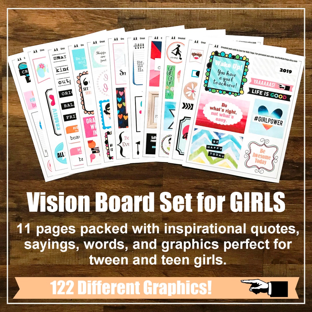 Vision Board Set for Girls, Affirmation Cards, Kids Yoga Lesson Plan ...