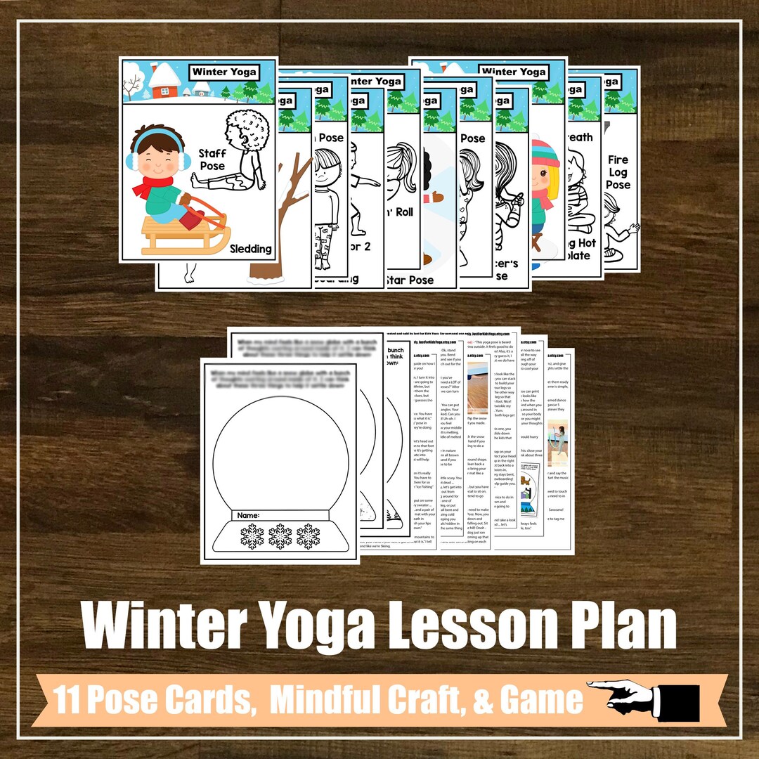 Winter Yoga Lesson Plan Kit, Mindfulness Craft, Kids Yoga Class, Yoga ...