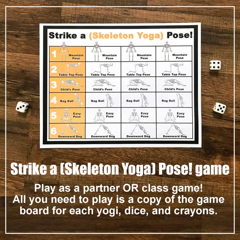Skeleton Yoga Lesson, Dice Game, Craft, Mindfulness, Kids Yoga Class ...