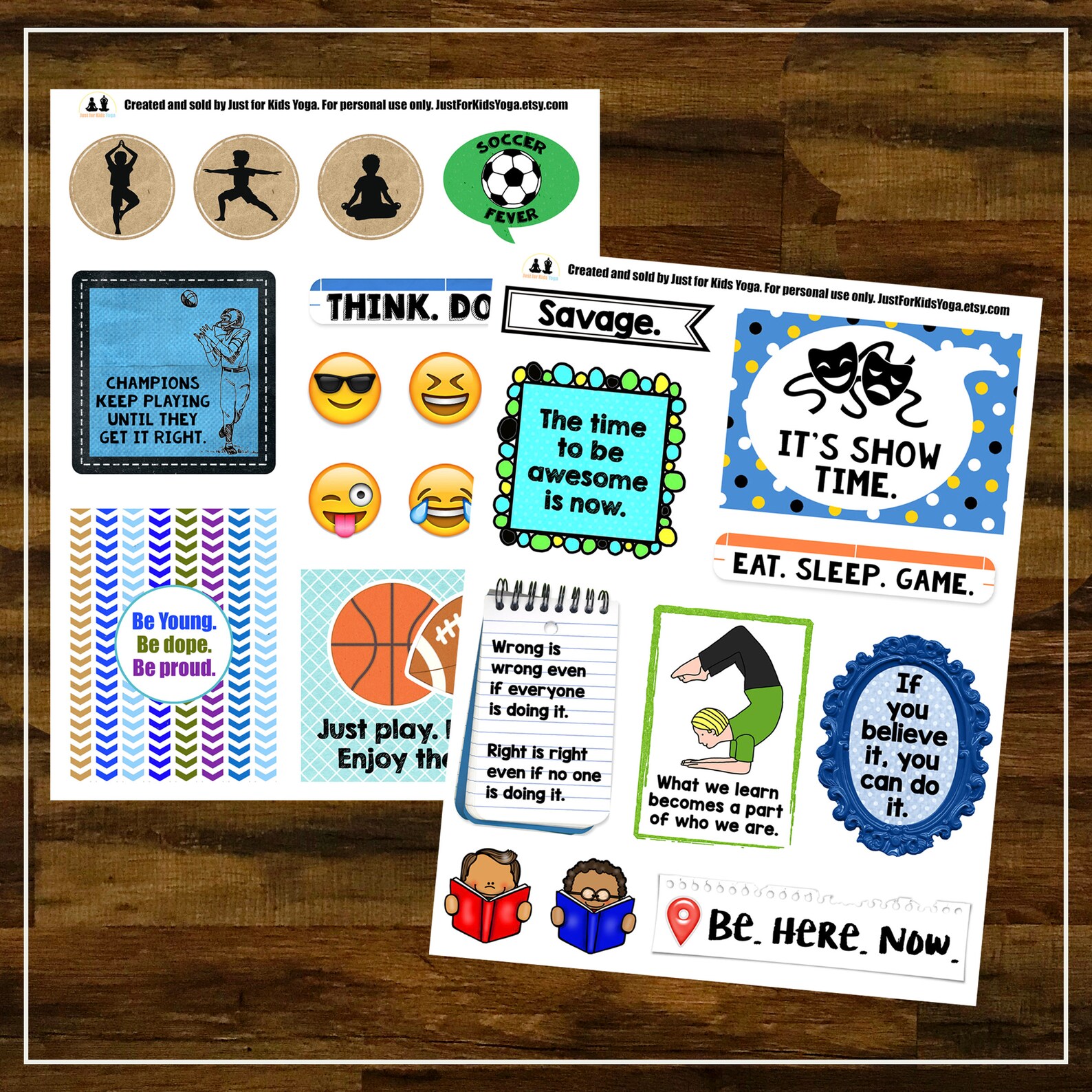Vision Board Set for Boys, Printables, Affirmation Cards, Kids Yoga ...