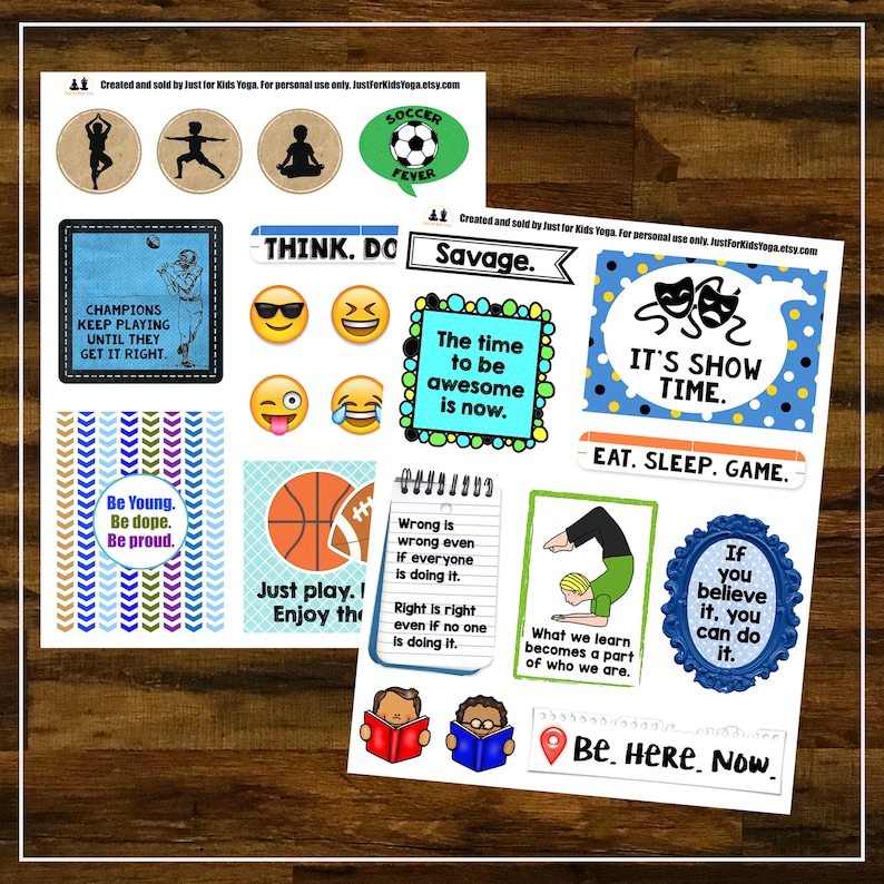 Vision Board Set for Boys, Printables, Affirmation Cards, Kids Yoga ...