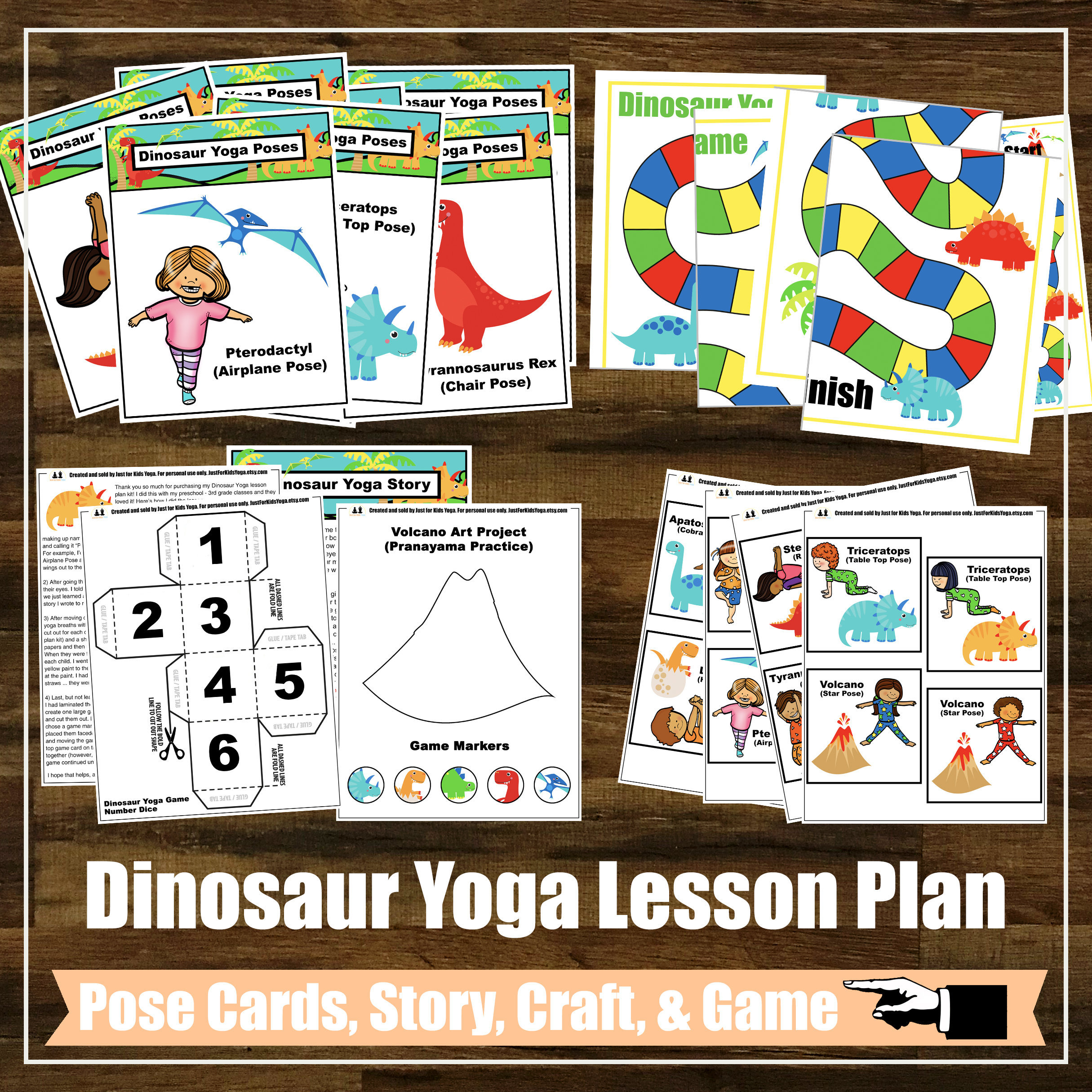 Dinosaur Yoga Lesson Plan Kit Adventure Story Board Game | Etsy