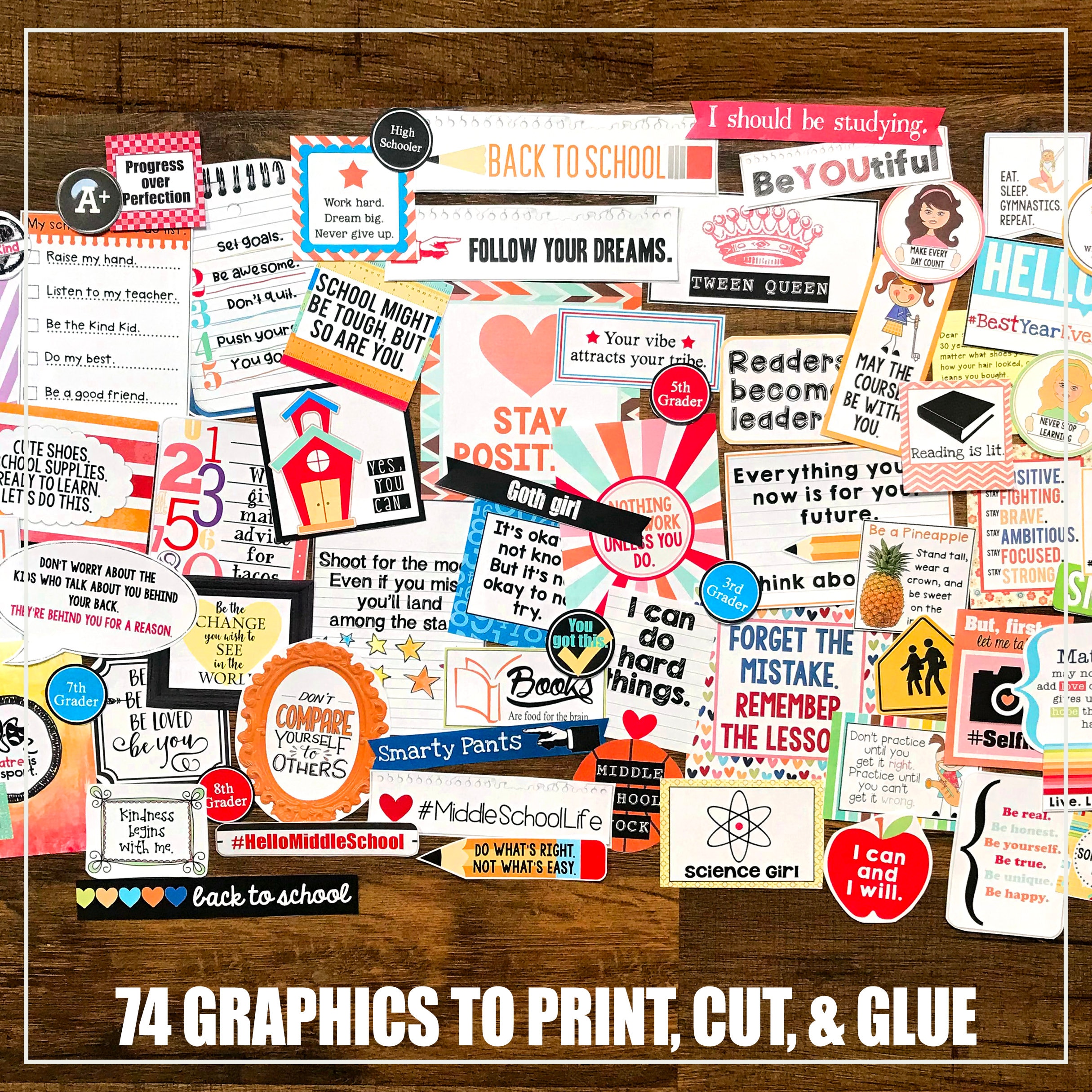 SCHOOL-THEMED Vision Board Printables, Affirmation Cards, Kids Yoga ...