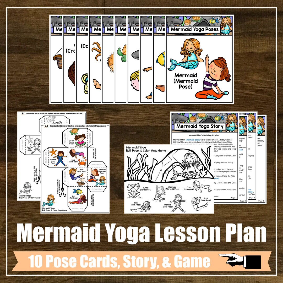 Mermaid Yoga Lesson Plan Kit, Adventure Story, Mindfulness, Kids Yoga ...