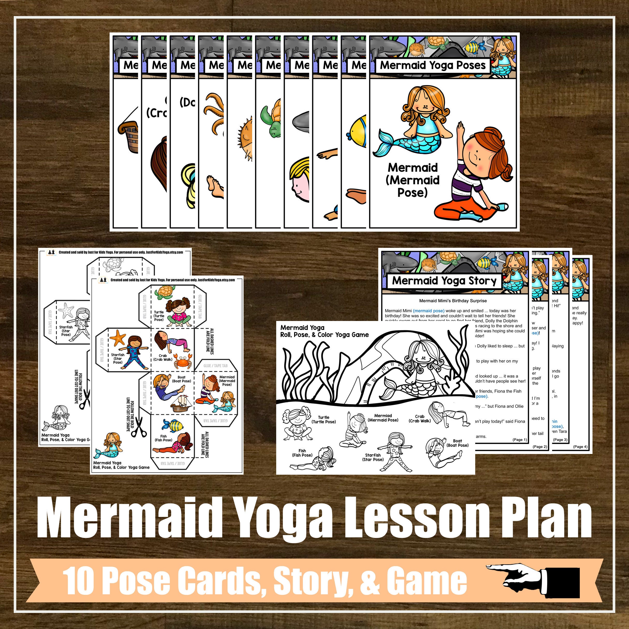 Mermaid Yoga Lesson Plan Kit, Adventure Story, Mindfulness, Kids Yoga ...