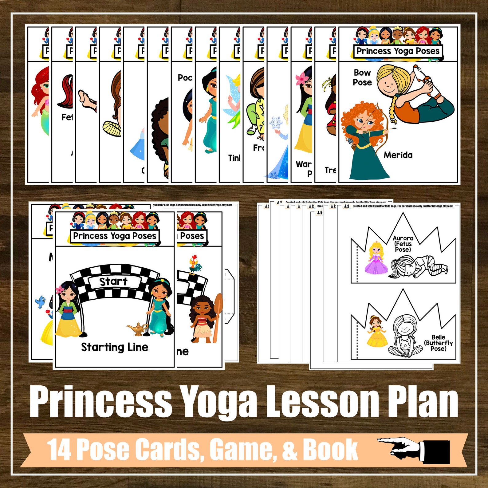 Princess Yoga Lesson Plan Kit, Yoga Game, Mindfulness, Kids Yoga Class ...