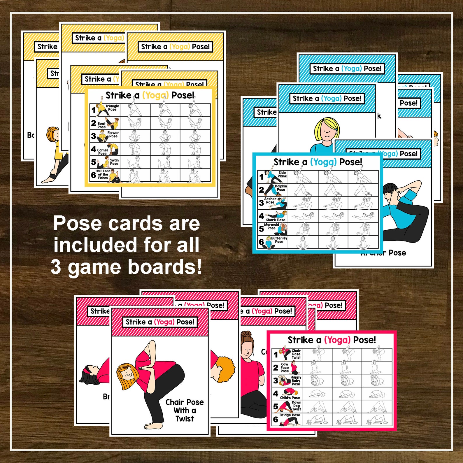 Tweens Version of Strike a Yoga Pose Dice Game, Yoga, Kids Yoga Class ...