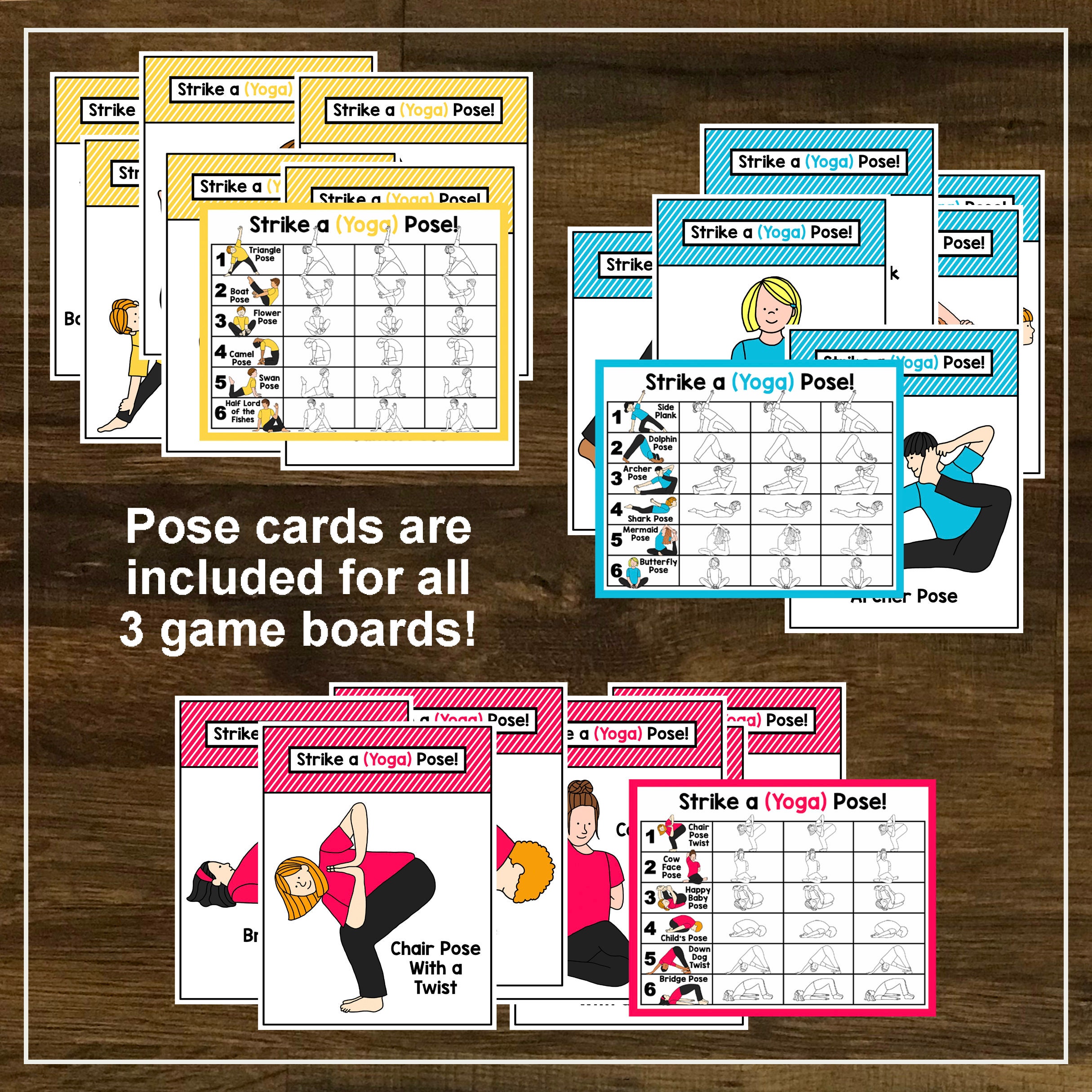 Tweens Version of Strike a Yoga Pose Dice Game, Yoga, Kids Yoga Class ...