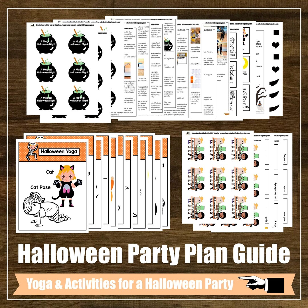 Halloween Yoga PARTY Plan Kit, Mindfulness, Kids Yoga Class, Homeschool ...
