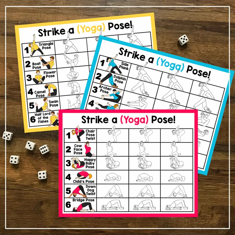 Tweens Version of Strike a Yoga Pose Dice Game, Yoga, Kids Yoga Class ...