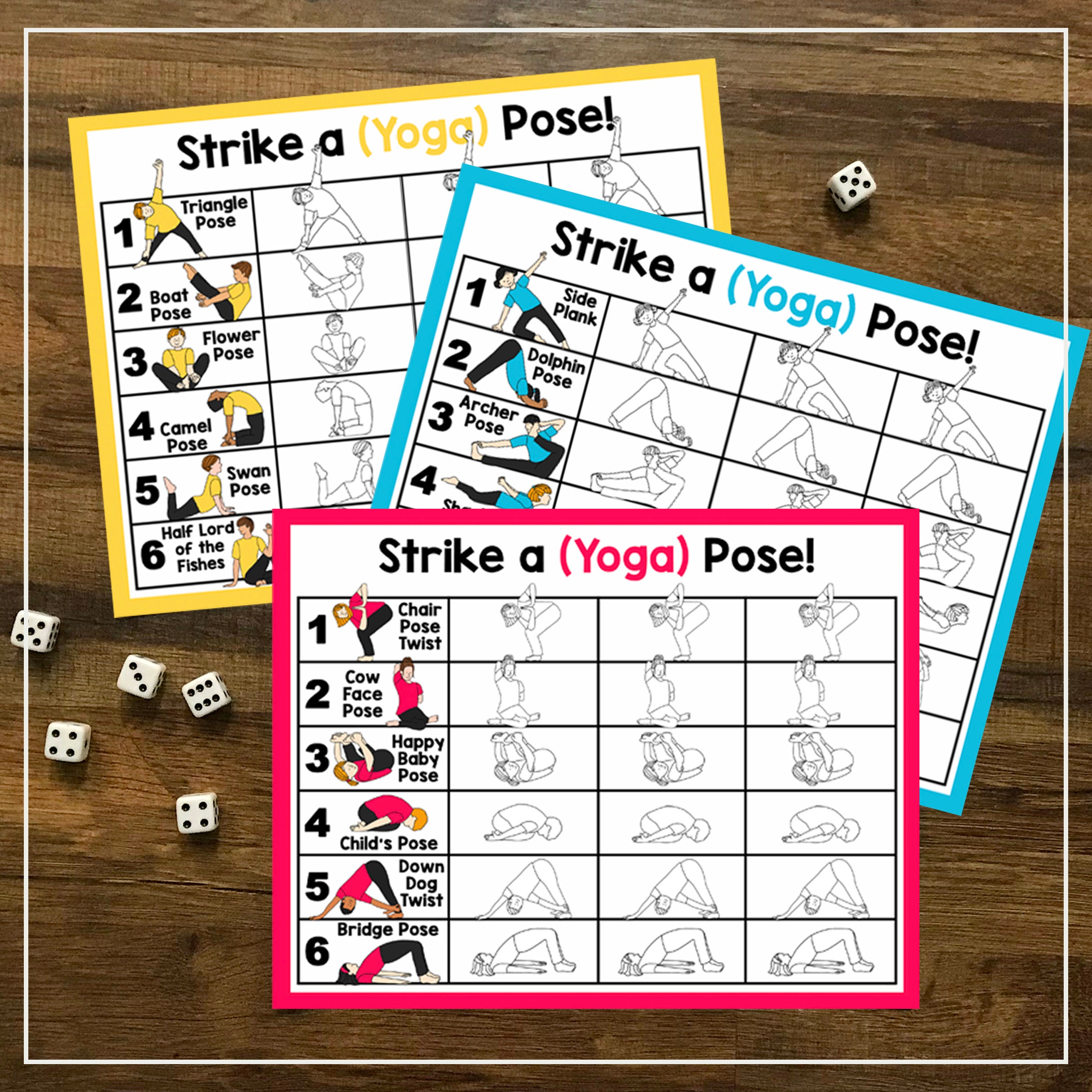 Tweens Version of Strike a Yoga Pose Dice Game, Yoga, Kids Yoga Class ...
