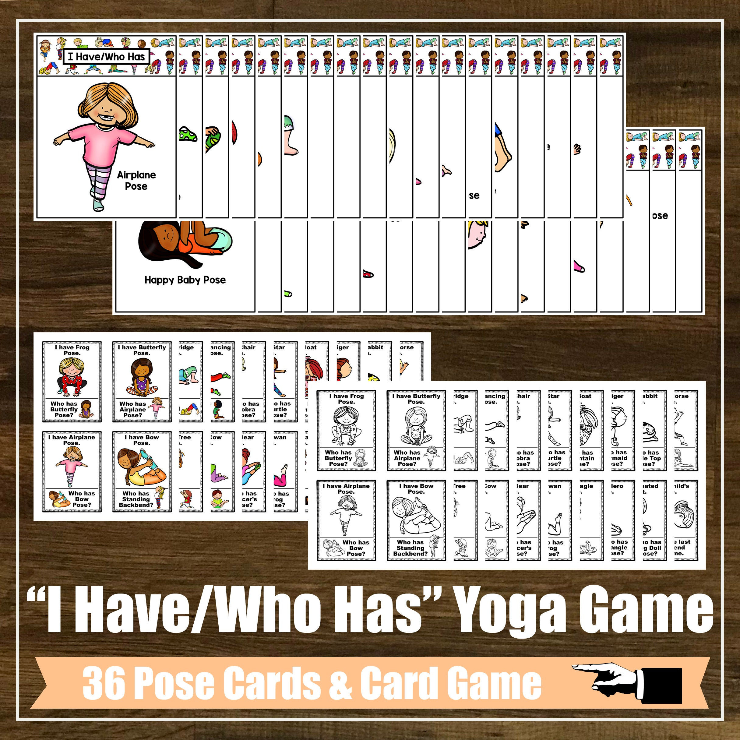 I Have/who Has Interactive Yoga Game, Group Game, Yoga Pose Cards ...