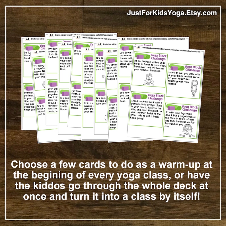Set of 40 Yoga Block Activity Cards, Task Cards, Yoga, Mindfulness ...
