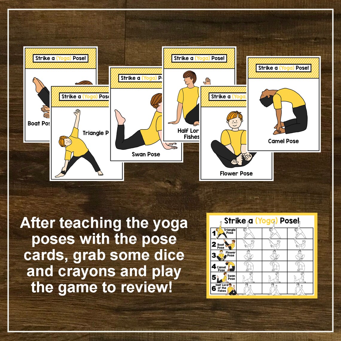 Tweens Version of Strike a Yoga Pose Dice Game, Yoga, Kids Yoga Class ...