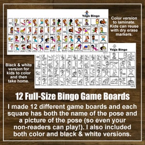 Yoga Bingo Game, Group Game, Yoga Pose Cards, Mindfulness, Kids Yoga ...