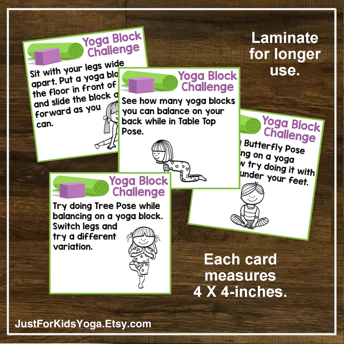 Set of 40 Yoga Block Activity Cards, Task Cards, Yoga, Mindfulness ...