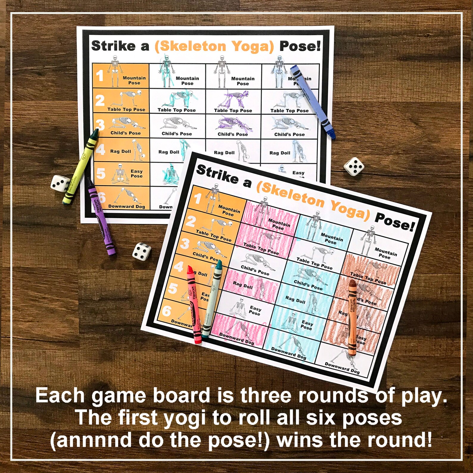 Skeleton Yoga Lesson Dice Game Craft Mindfulness Kids Yoga | Etsy