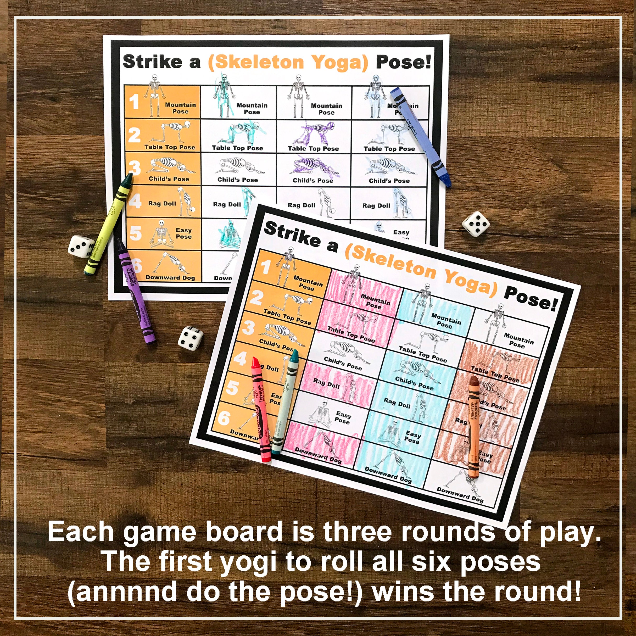 Skeleton Yoga Lesson Dice Game Craft Mindfulness Kids Yoga | Etsy